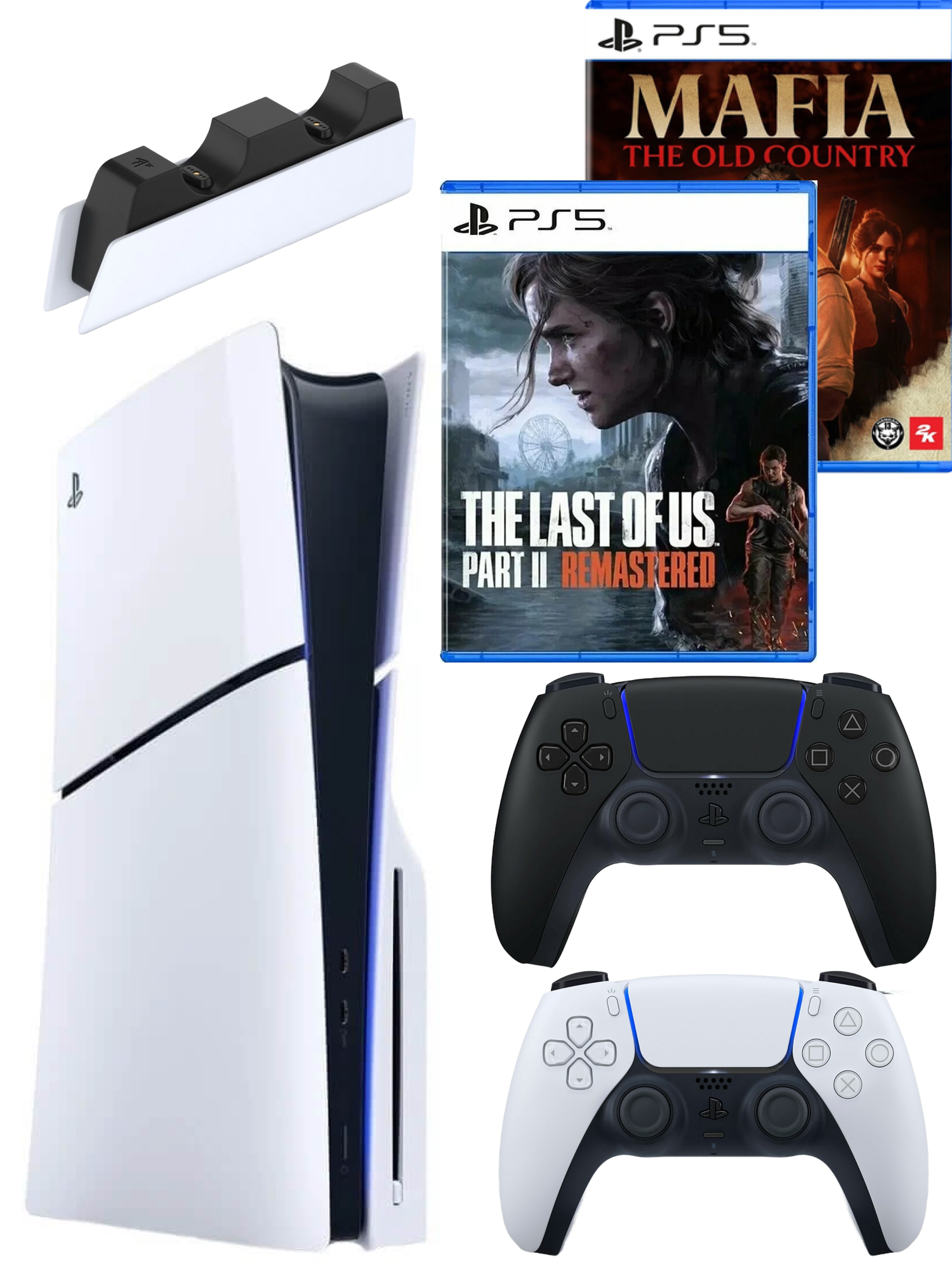 Игровая приставка Sony PS 5 Slim, 1ТБ(с дисководом)+2 геймпад+Зарядная станция+2игры (подробности в чате)
