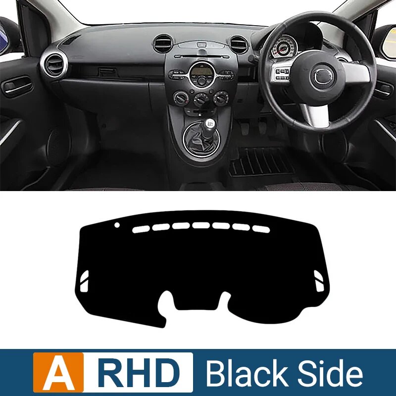 Коврик На Приборную Панель Mazda 2 DE Demio 2007-2014, Солнцезащитный, Black Side RHD