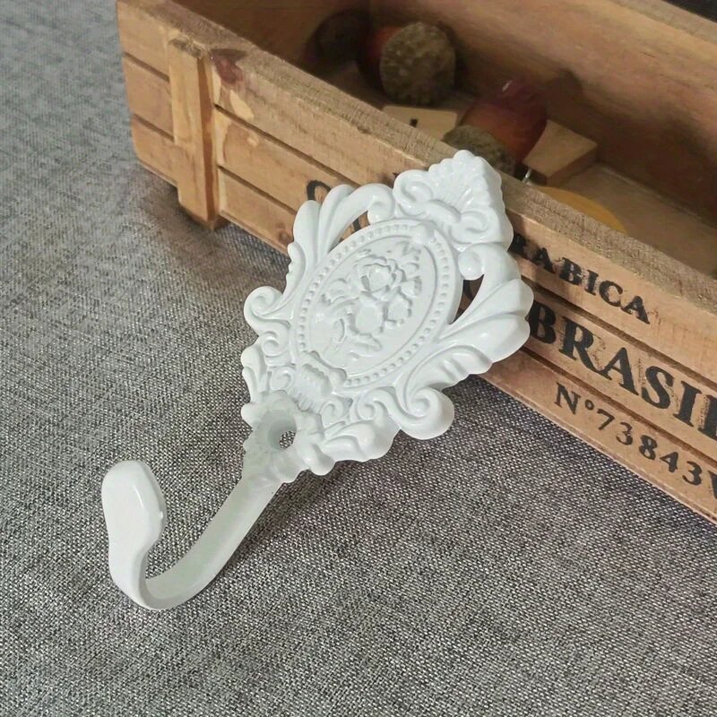 Винтаж металлический крючок для одежды Белый, WHITE