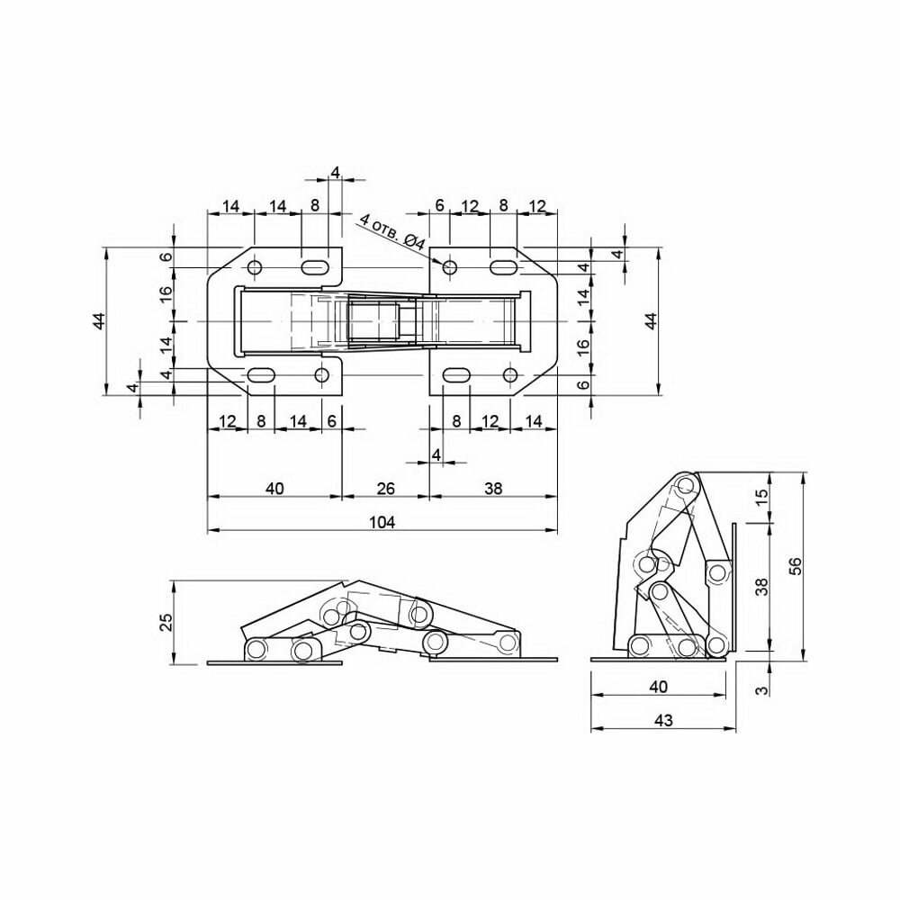Мебельная петля быстрого монтажа Brante 104х44 мм 12606 — фото 1