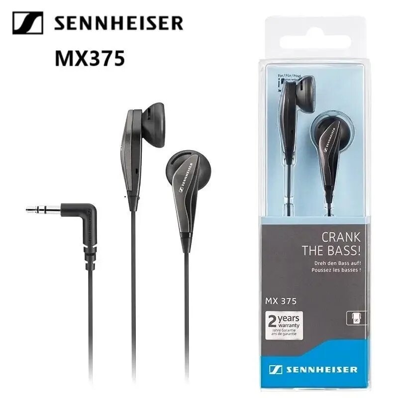 Sennheiser Наушники проводные Sennheiser MX375, 3.5 мм, черно-серый