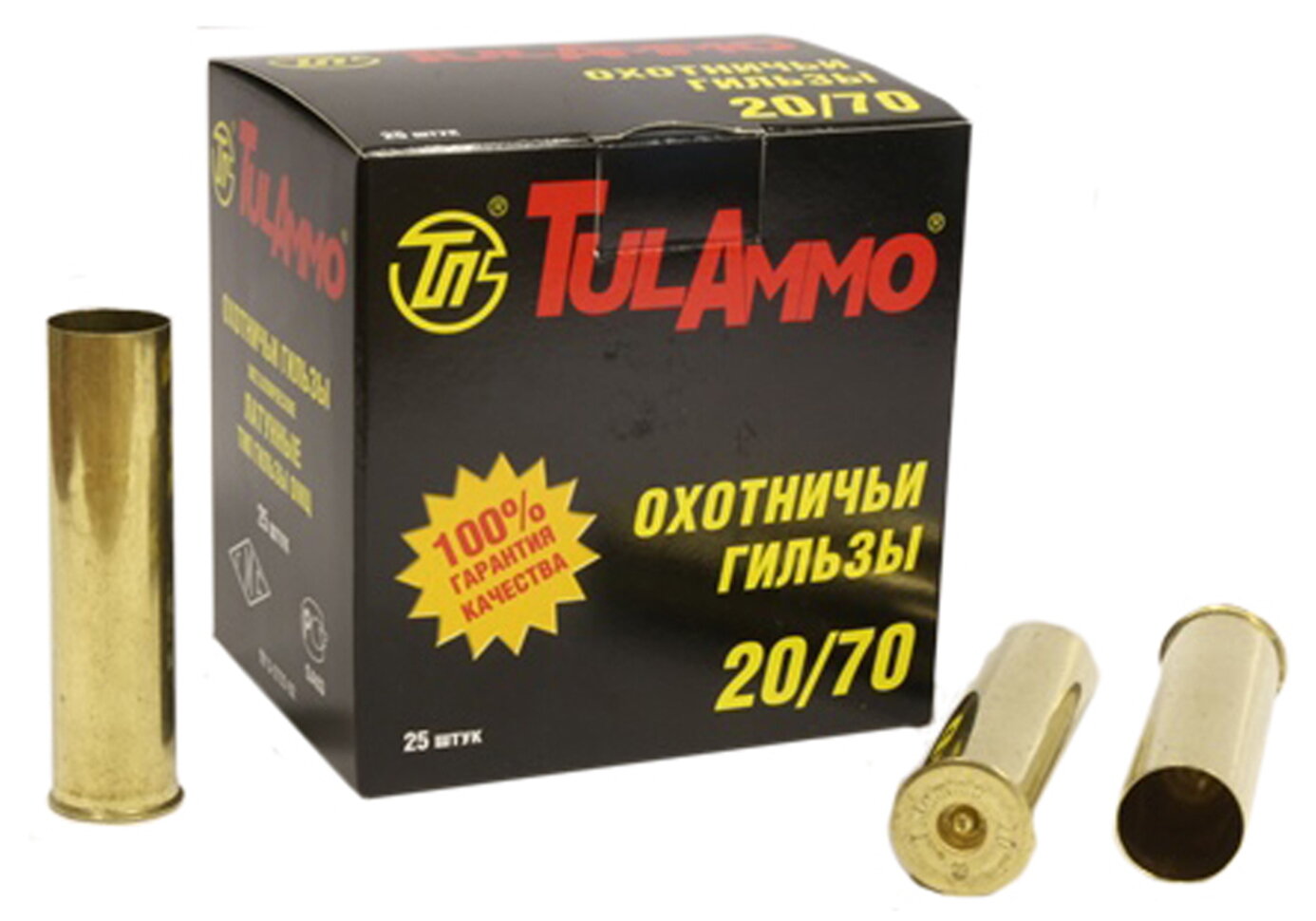 Гильза латунная "Tulammo" 20 калибра х 70 мм под капсюль "ЦБ", 25 шт.