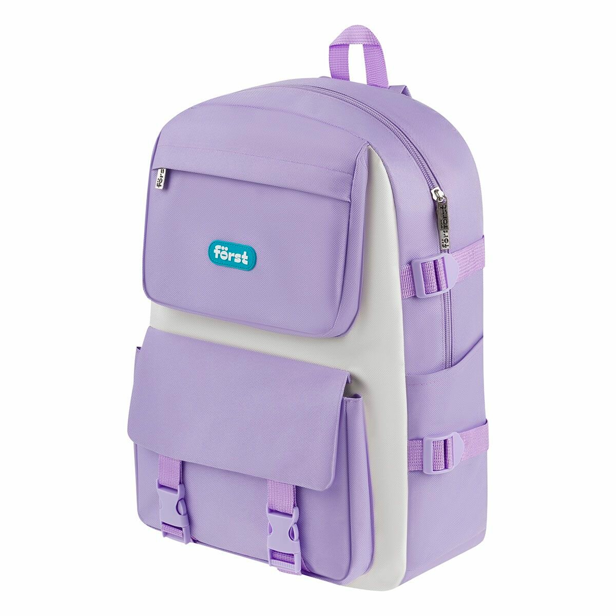 Рюкзак школьный Forst "Lilac-white" 40x28x12см, 1 отделение, 4 кармана, в комплекте: сумка-шоппер, косметичка (AB_KN67566)