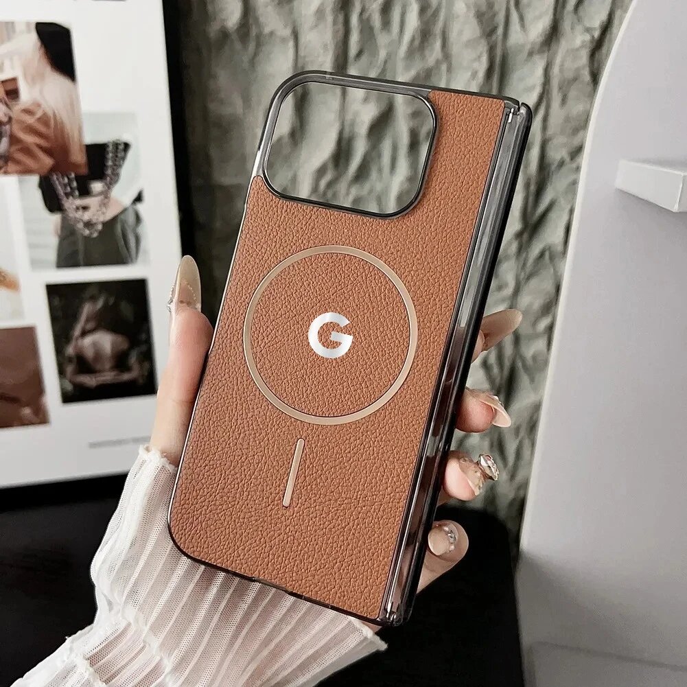 Деловой Кожаный Чехол-кошелек Для Google Pixel 10 Pro Fold С Магнитной Коричневый, Brown