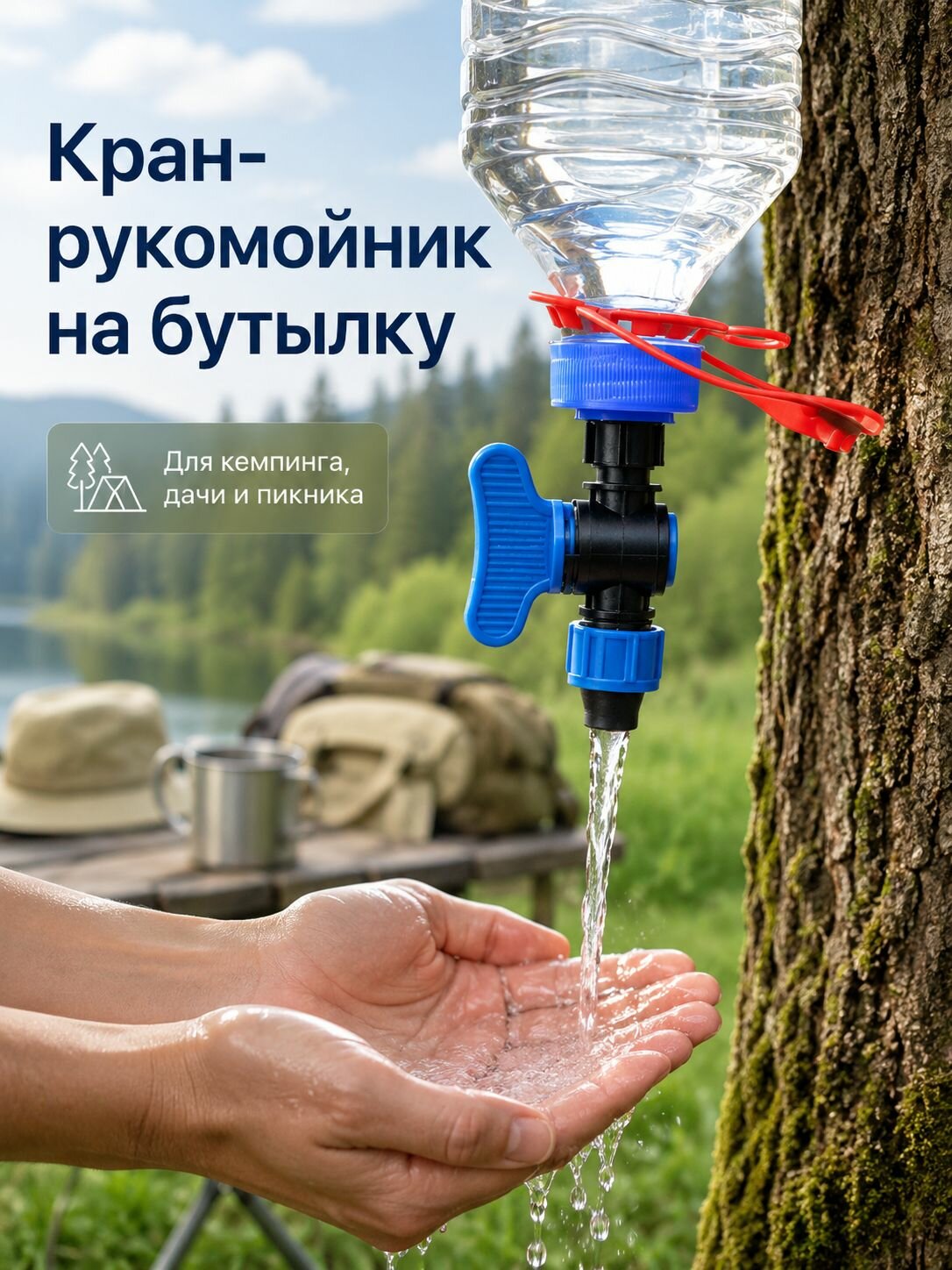Кран насадка на бутылку 5 л, рукомойник на ПЭТ бутылку, походный умывальник для кемпинга, дачи и пикника, 1 шт. для 5 л для ПЭТ походный для дачи и пикника