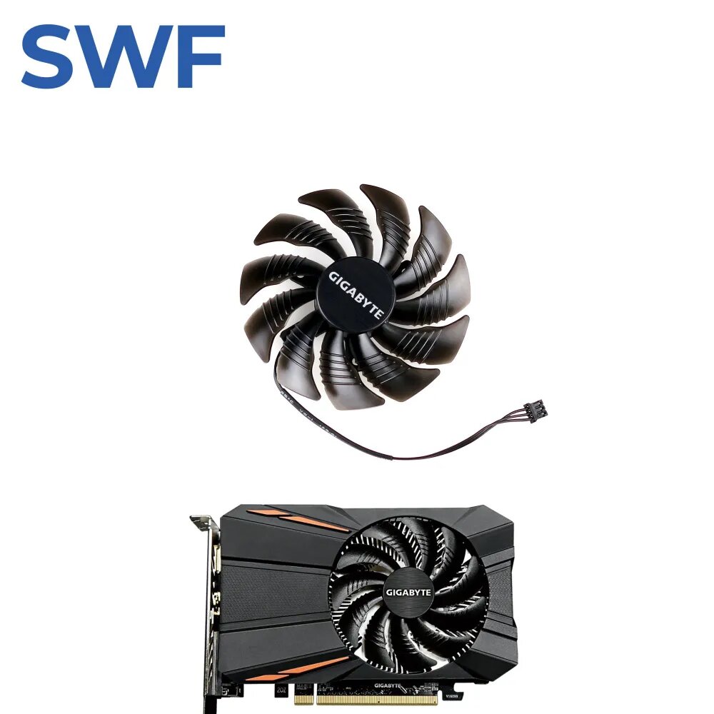1 Вентилятор (кулер) 88мм PLD09210S12HH Для видеокарты GIGABYTE GTX 1050 1050Ti D5 RX 550 560