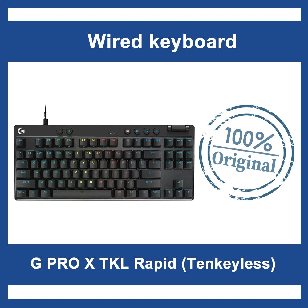 Logitech (G) PRO X TKL RAPID механическая клавиатура 87 клавиш Черный, Black