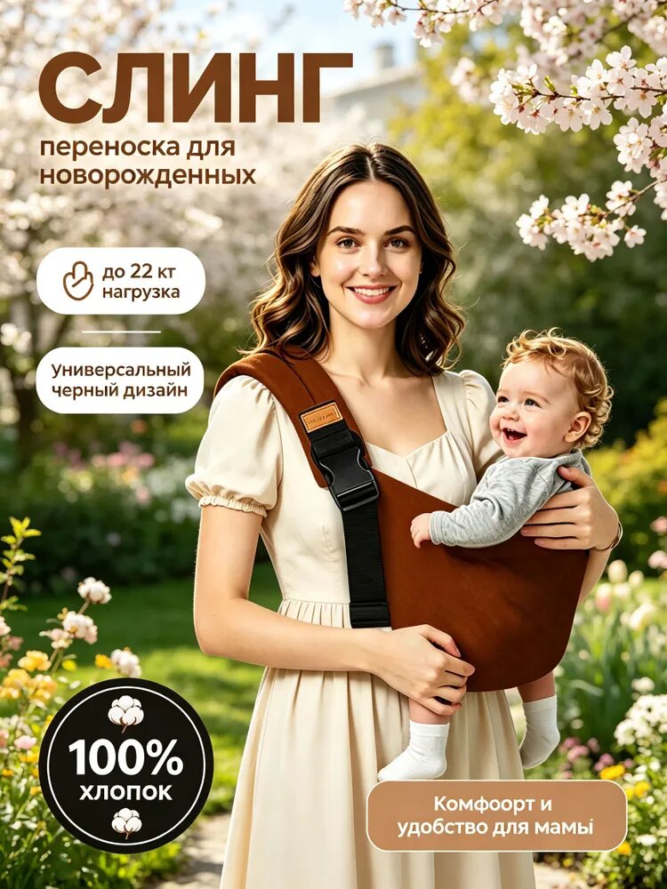 Рюкзак-типа "слинг" для новорожденных для прогулок и путешествий с малышом в поликлинику, магазин