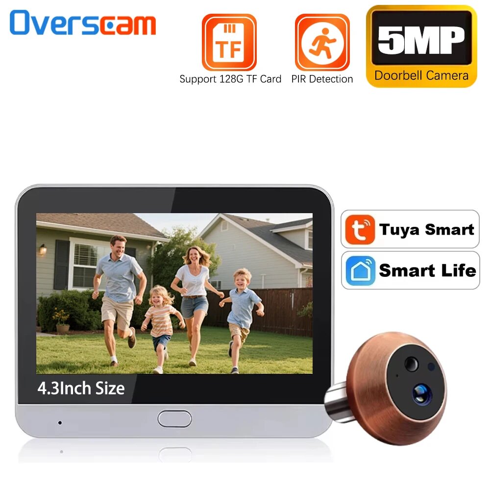 Видеокамера-глазок Overscam Tuya SmartLife Home 5Мп Door 128Camera