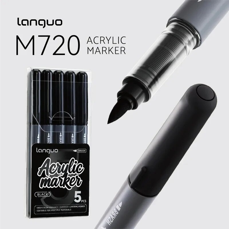 Маркеры для рисования Languo Colors 5/9/25 цветов 5Pcs black
