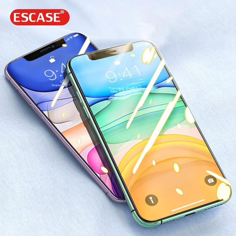 ESCASE Защитное стекло для iPhone 11/XR - Высокая четкость без белого края, неполное покрытие Цвет：【1