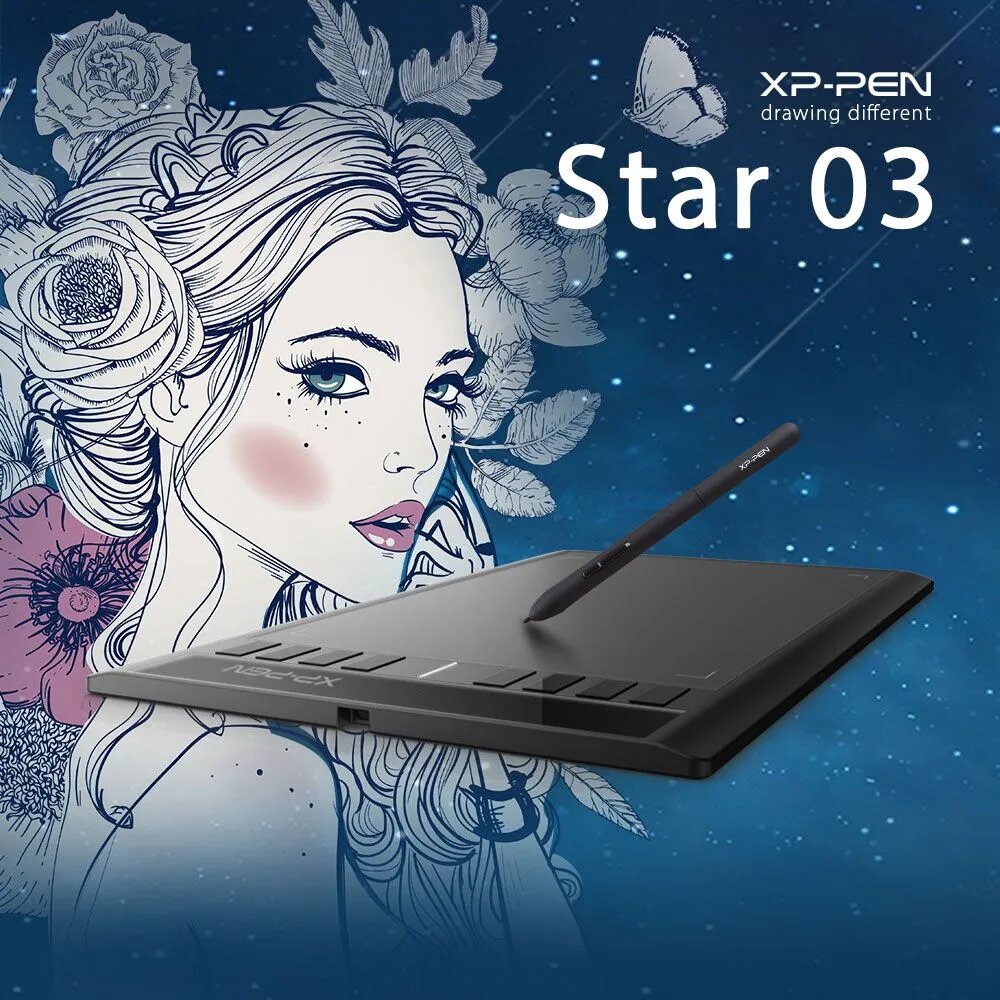 Графический планшет XPPEN Star 03 V2, формат A4, черный, темно-бежевый