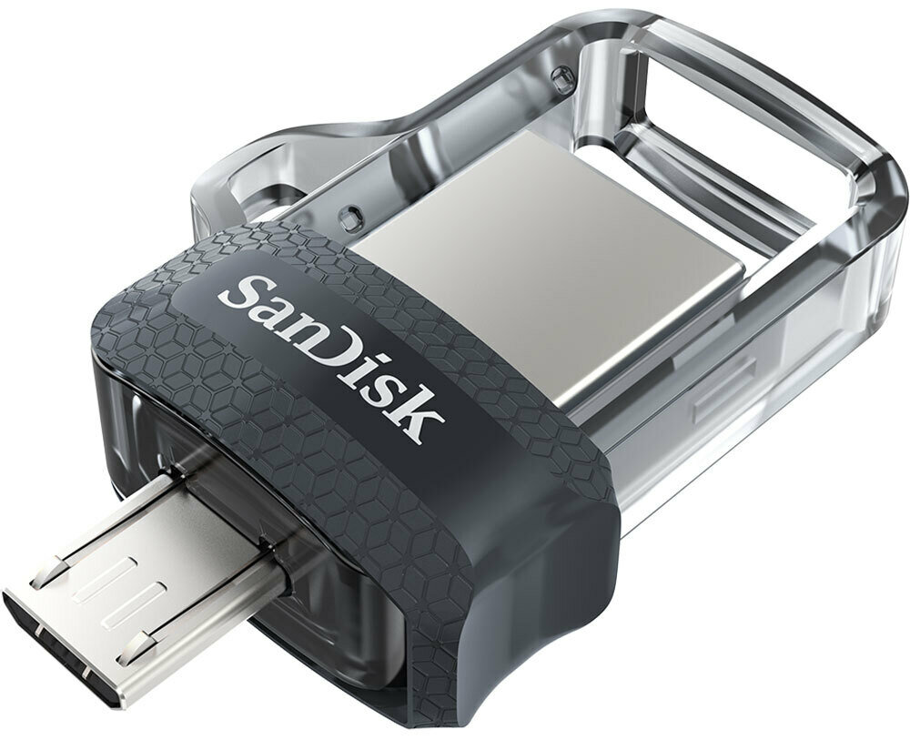 SanDisk 64 ГБ USB-флеш-накопитель Ultra Dual (SDDD3-064G-G46), USB 3.0; microUSB; USB Type-A, до 150 Мб/сек, Пластик, черный
