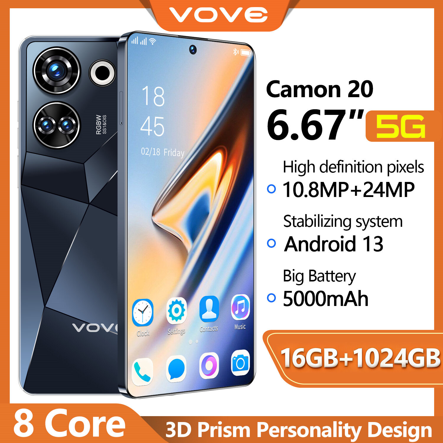 Смартфон Camon20, 6.67" экран, 24Мп камера, аккумулятор 5000мАч, 1ТБ, Android 14
