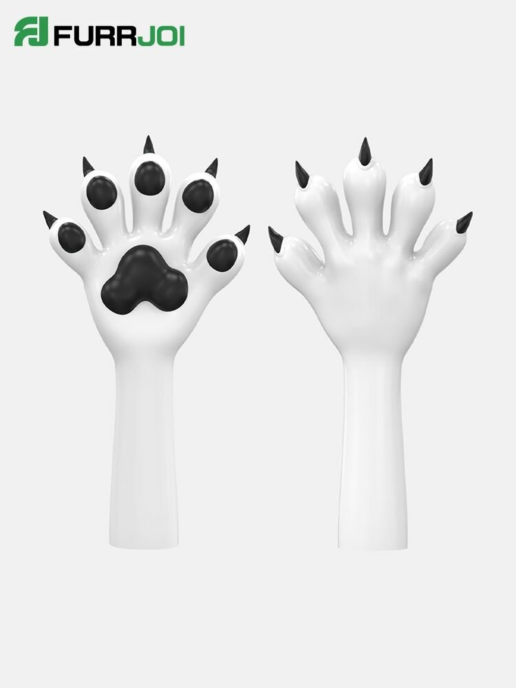 Furrjoi Новые силиконовые перчатки-лапы Silicone Furry Dog Paws, 11 расцветок, черные подушечки, глянцевые звериные лапы для фурсьют косплея