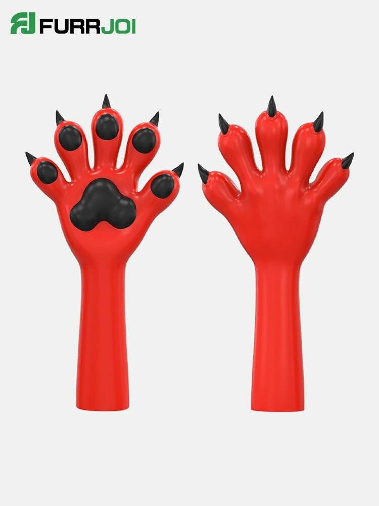 Furrjoi Новые силиконовые перчатки-лапы Silicone Furry Dog Paws, 11 расцветок, черные подушечки, глянцевые звериные лапы для фурсьют косплея