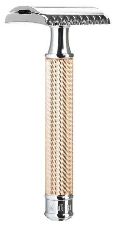 Т-образная бритва Muehle Traditional, розовое золото, open comb