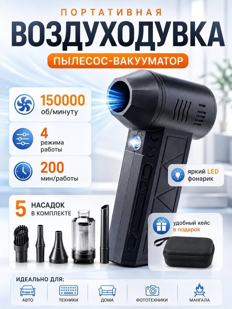 Воздуходувка аккумуляторная / Ветродуйка аккумуляторная с функцией пылесоса