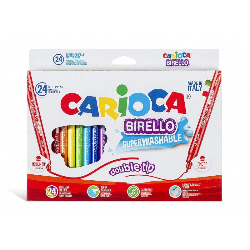 Фломастеры Carioca "Birello", двусторонние, 24 цвета