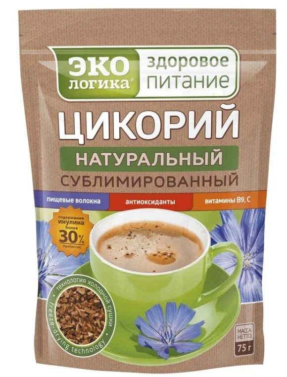 Цикорий Экологика, 75г, пакет, натуральный, без ароматизаторов и ГМО