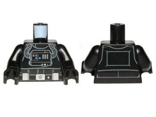 Деталь Lego 973pb2495c01 Torso SW TIE Pilot, Detailed with Back Print, Belt with Silver Buckle and Boxes Pattern / Black Arms / Black Hands