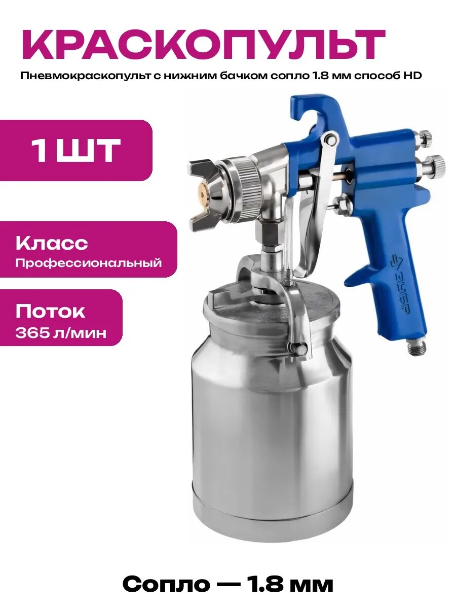 Краскопульт пневматический с нижним бачком для компрессора