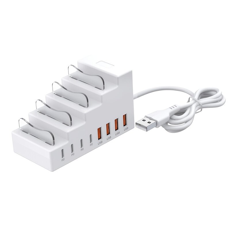 Автомобильный преобразователь напряжения с USB-хабом и держателем для телефона 2-в-1, белый