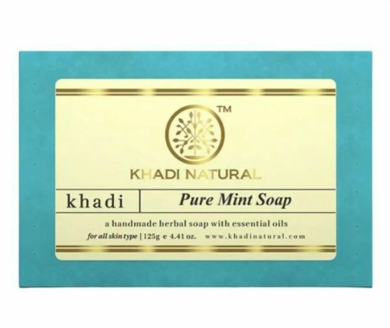 PURE MINT SOAP, Handmade Herbal Soap, Khadi Natural (чистая мята, Растительное мыло ручной работы с эфирными маслами, Кхади Нэчрл), 125 г.