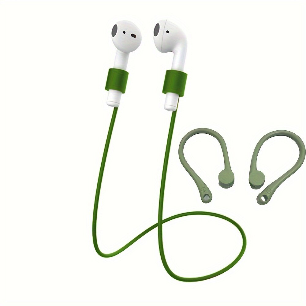 Антипотерь шнурок для беспроводных наушников AirPods, ремешок на шею, силиконовый держатель, зеленый шнурок + зеленый крючок