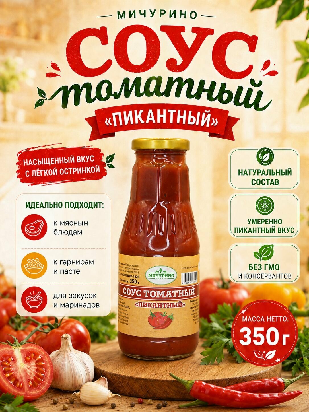 Соус томатный Мичурино "Пикантный", 350 г