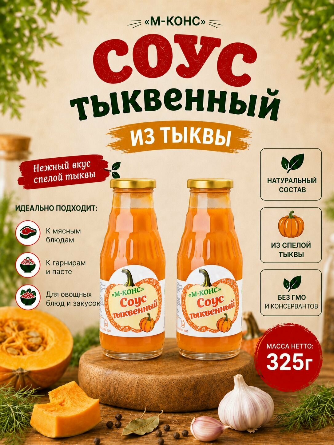 Соус тыквенный Мичуринский, 2 шт. по 325 г