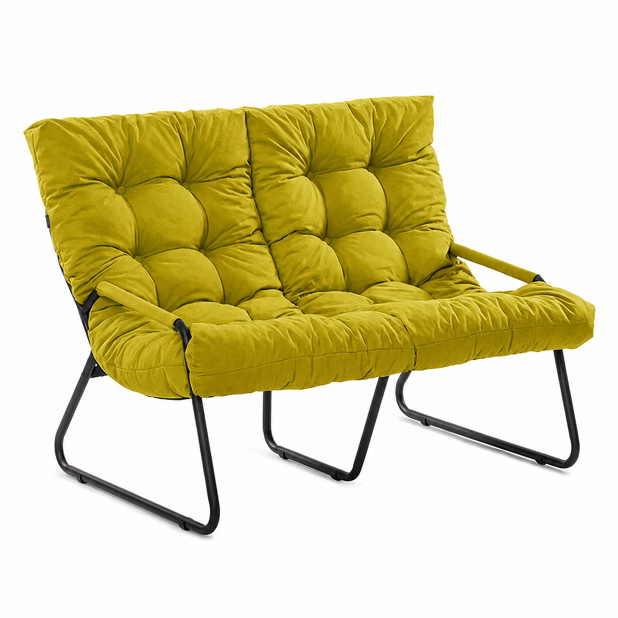 Диван мягкий для отдыха лофт TetChair Эрго, велюр оливковый, металл