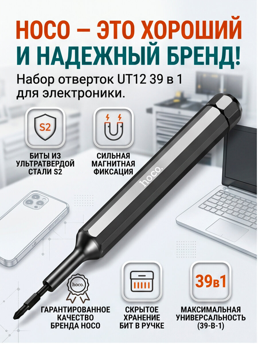 Набор отверток Hoco UT12 39 в 1 для электроники