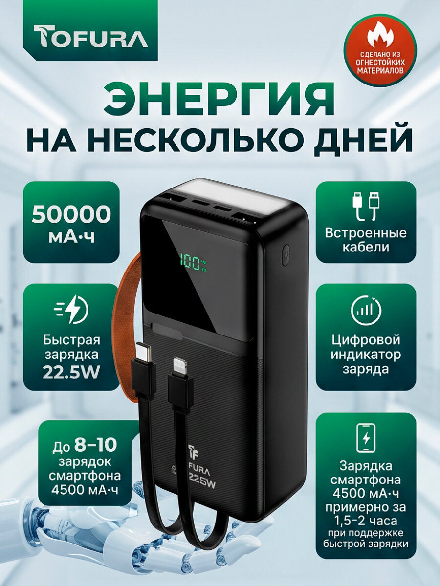 Внешний аккумулятор TL50 50000 22.5W черный