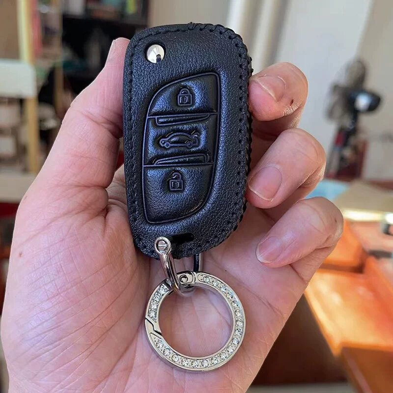Кольцо с стразами для ключа - Черный, совместимый с VW, Peugeot, DS, Honda, Nissan, Toyota, Buick