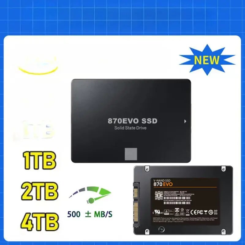 Внутренний SSD накопитель SATA 2.5 дюйма 1ТБ черный металлический корпус высокая скорость