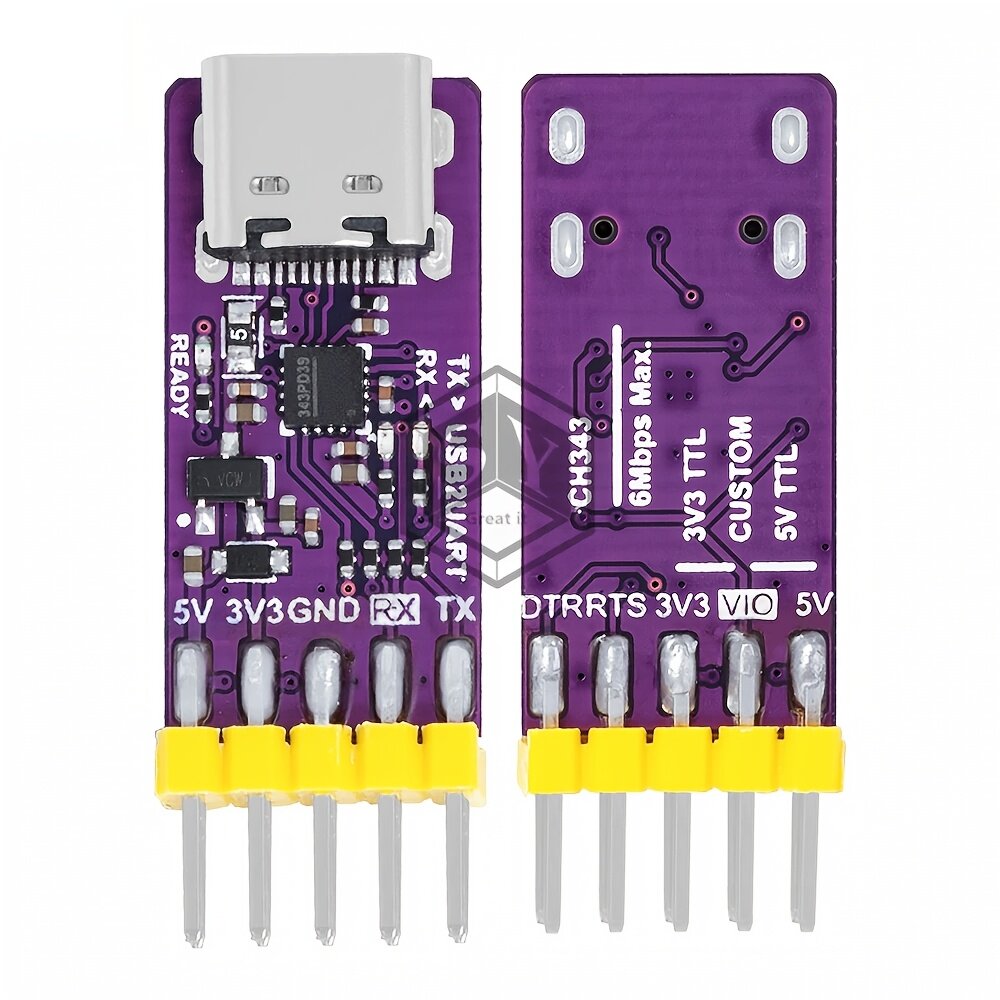 Модуль USB-UART CH343P, 6 Мбит/с, 5В/3.3В TTL, Type-C, для отладки и прошивки, замена CH340, 1 шт.