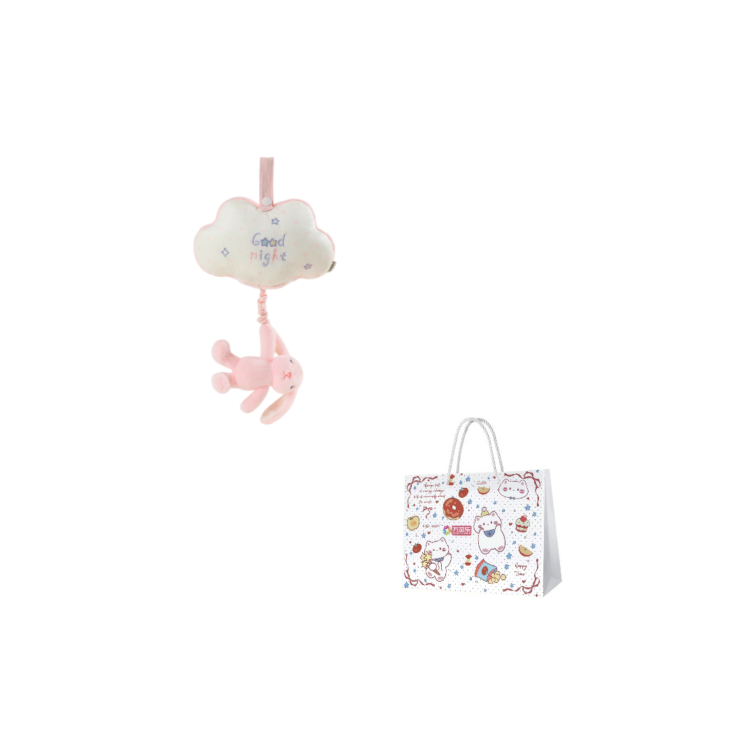 WANTONGLE Dreamy Bunny Музыкальная коробка-гусла с нажимным струнам и плюшевыми брелками длина корпуса 21 см