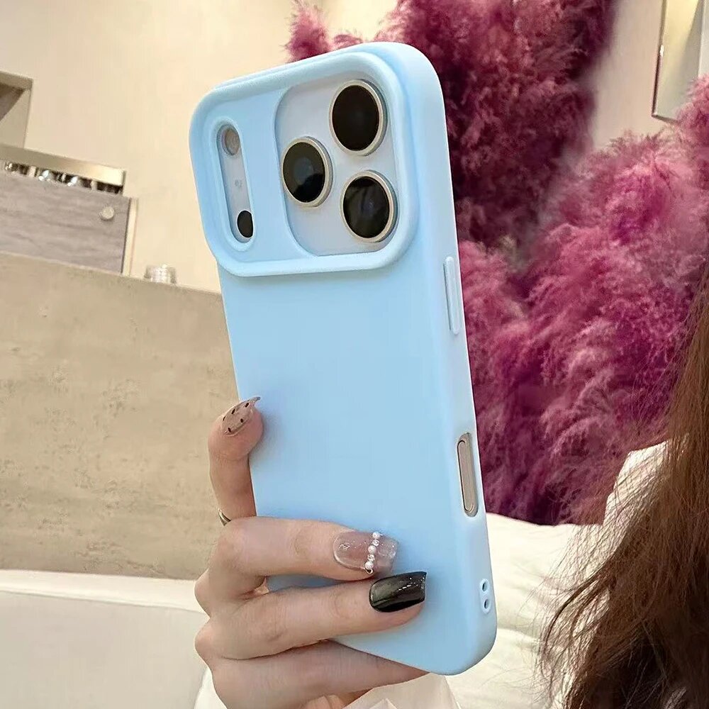 Цветной матовый жидкий силиконовый мягкий чехол для iPhone 17 16 15 Айфон 16 Про Макс, Синий, Blue