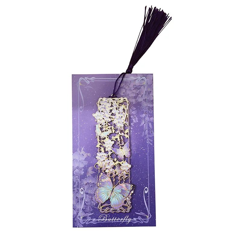 Металлическая закладка бабочка с жемчугом Фиолетовый, Wisteria