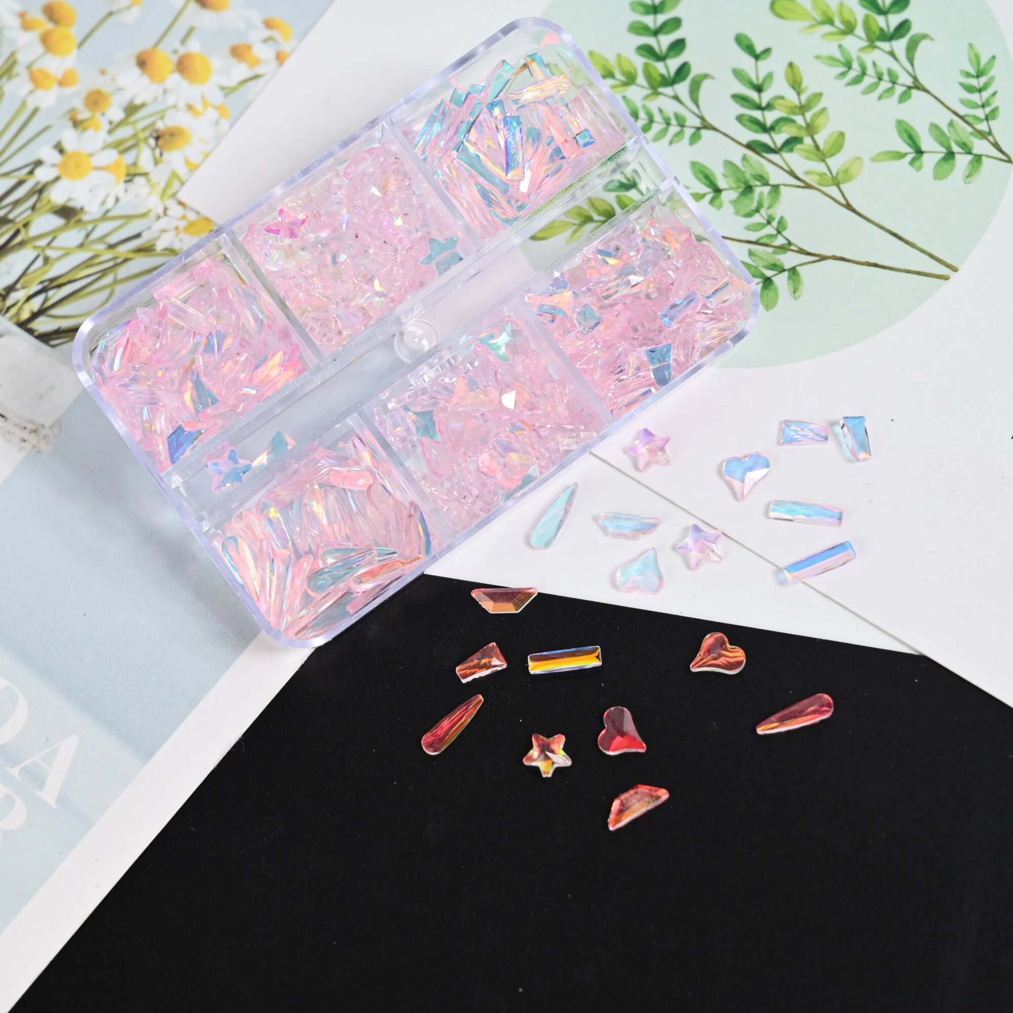 MAFANAILS Розовые кристаллы подвески для ногтей 100шт 1 box