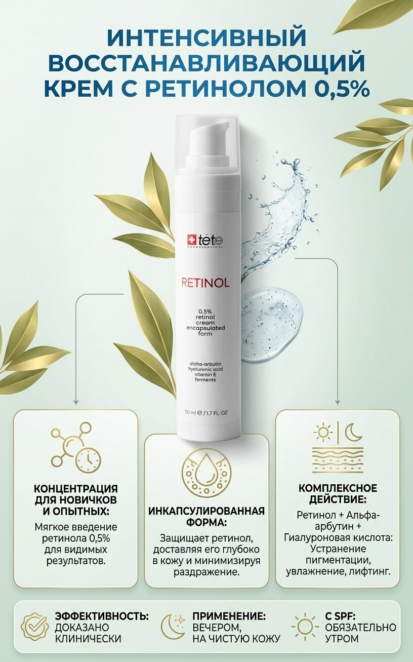 Tete Cosmeceutical - Крем с инкапсулированным ретинолом 0.5% / Retinol Cream 0.5%, 50 мл