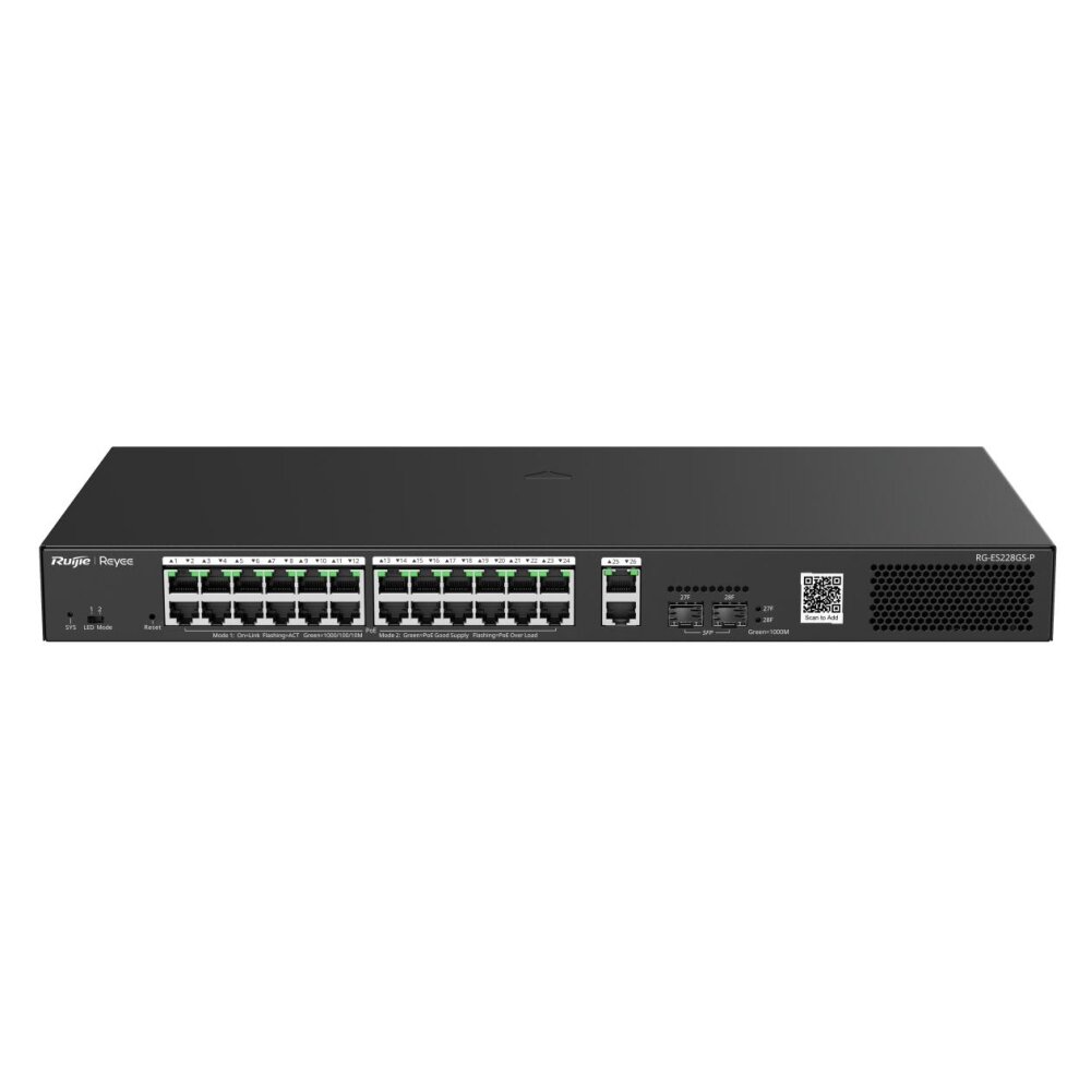 Коммутатор Ruijie/Reyee RG-ES228GS-P, L2, 56 Гбит/с, управляемый (RG0000030)