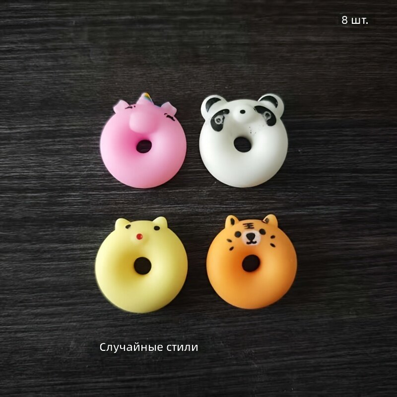 Мягкие игрушки-пончики Squishy 8 шт, 4 вида в ассортименте, для детей от 3 лет, компактные, подарок на Новый год, Хэллоуин и день рождения