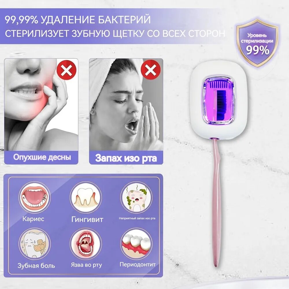 Дорожная коробка для дезинфекции зубной щетки, одиночная модель, перезаряжаемая, мощная и прохладная, серая