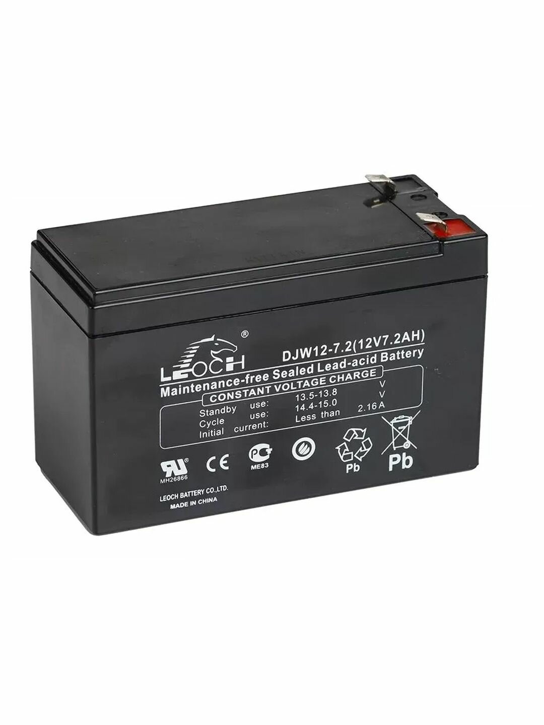 Аккумуляторная батарея LEOCH DJW 12-7.2 F2 AGM 12 В 7.2 Ач, черный