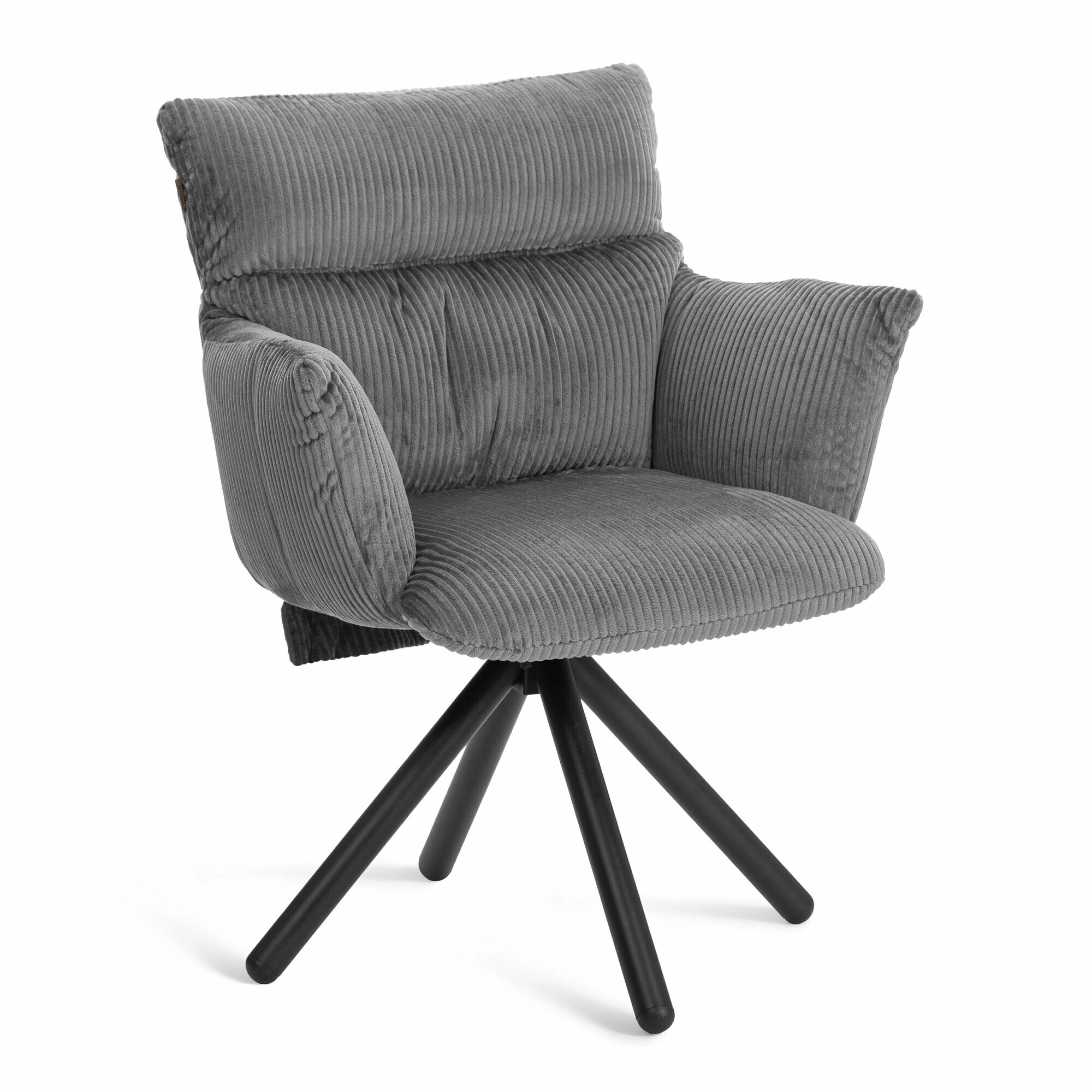 Кресло для отдыха поворотное TetChair Флаффи, с подлокотниками, опора 360 Д40, обивка вельвет, цвет серый