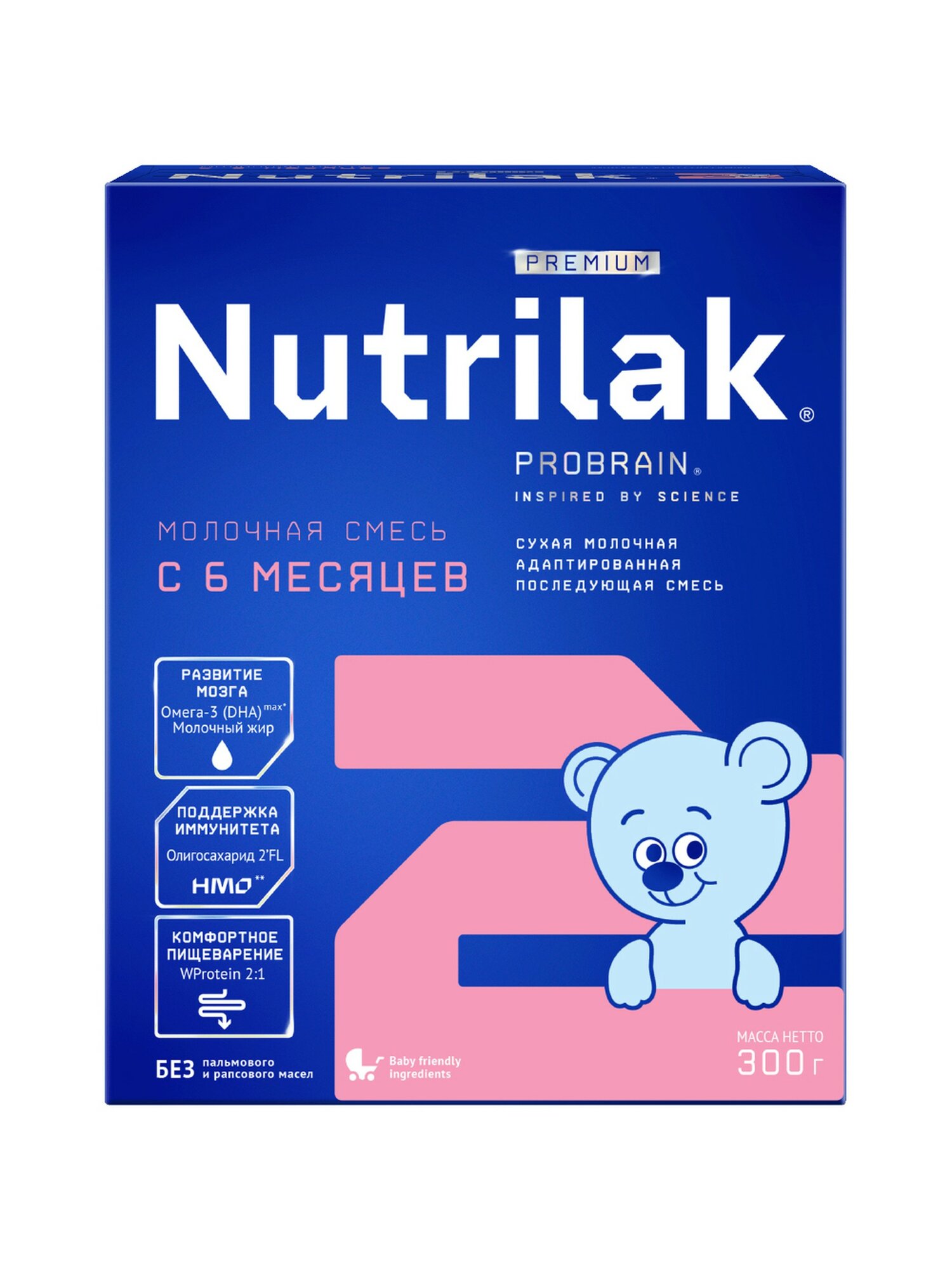 NUTRILAK PREMIUM 2 смесь СУХ молочная адаптир 300,0 — Смесь молочная сухая адаптированная последующая сухая 300г. (карт…