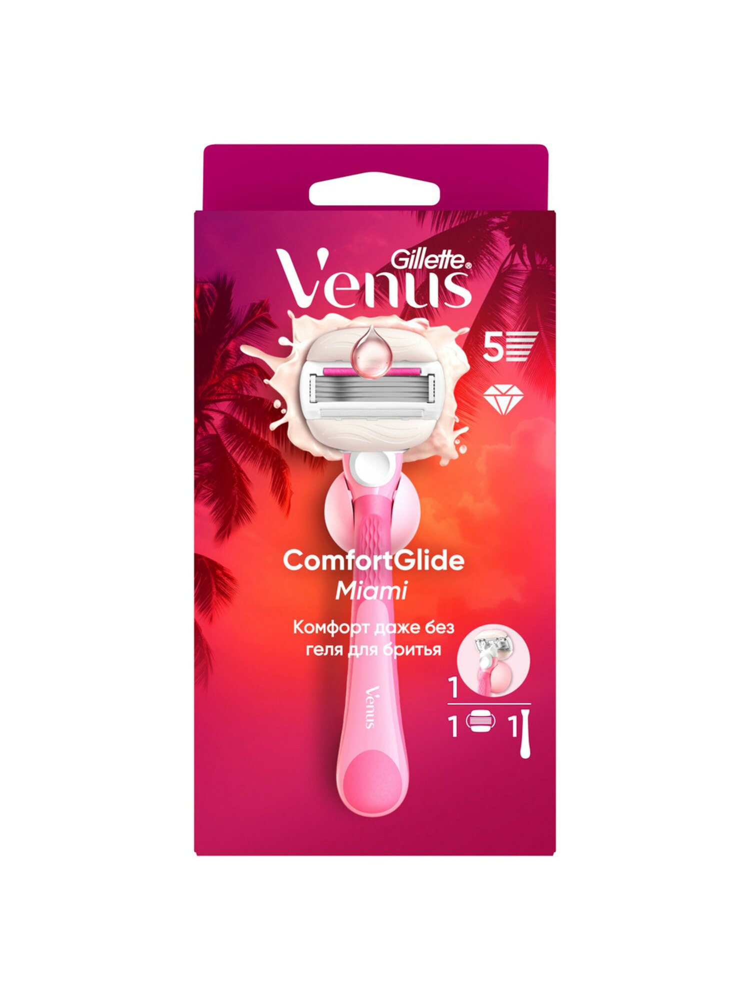 GILLETTE VENUS COMFORTGLIDE MIAMI бритва безопасная со сменной кассетой N1
