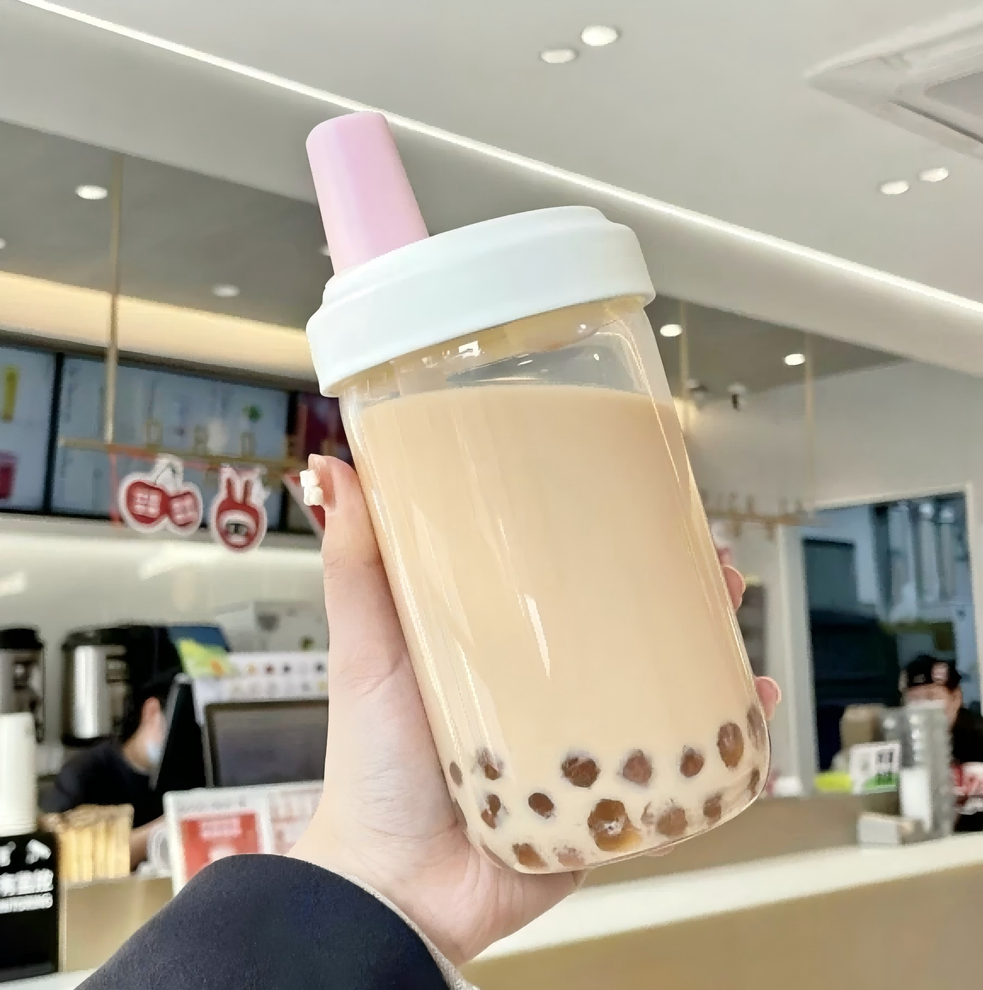 Стакан для бабл ти многоразовый стеклянный 500ml Стакан с двойными стенками